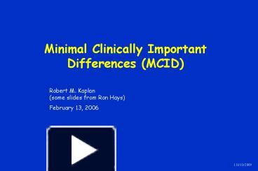 Minimal Clinically Important Differences MCID presentation | free to view
