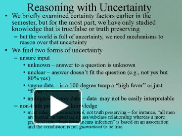PPT – Reasoning with Uncertainty PowerPoint presentation | free to ...