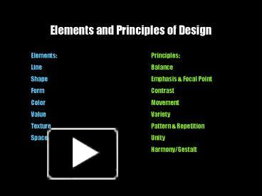 Elements and Principles of Design presentation | free to view