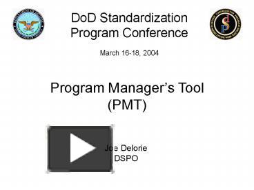 PPT – Program Manager's Tool (PMT) PowerPoint presentation | free to ...