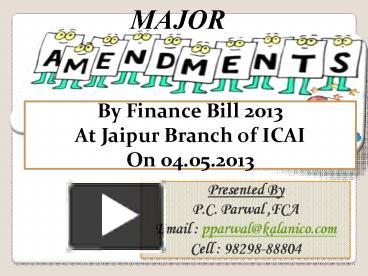 P.C. Parwal ,FCA presentation | free to view