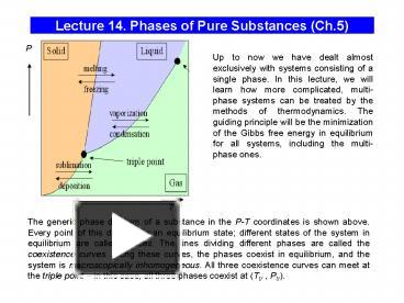 PPT – Lecture 14. Phases of Pure Substances (Ch.5) PowerPoint ...