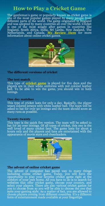 How to Play a Cricket Game presentation | free to download