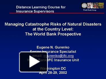 PPT – Managing Catastrophe Risks of Natural Disasters at the Country ...