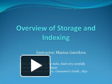 PPT – Overview of Storage and Indexing PowerPoint presentation | free ...