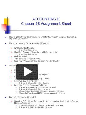 PPT – ACCOUNTING II Chapter 18 Assignment Sheet PowerPoint presentation ...