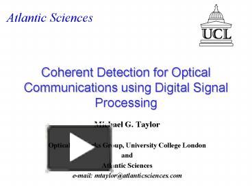 Coherent Detection for Optical Communications using Digital Signal ...