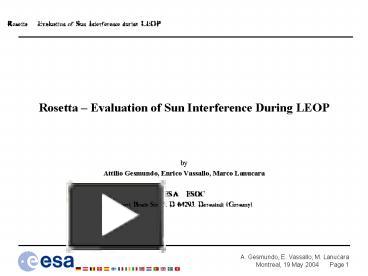 Rosetta Evaluation of Sun Interference During LEOP presentation | free ...