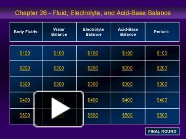 Chapter 26 - Fluid, Electrolyte, and Acid-Base Balance presentation ...