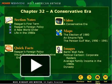 PPT – Chapter 32 A Conservative Era PowerPoint presentation | free to ...