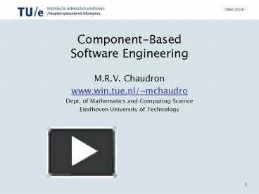 Component-Based Software Engineering presentation | free to view