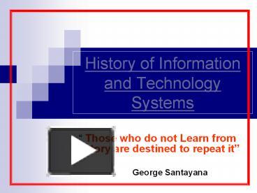 History of Information and Technology Systems presentation | free to ...