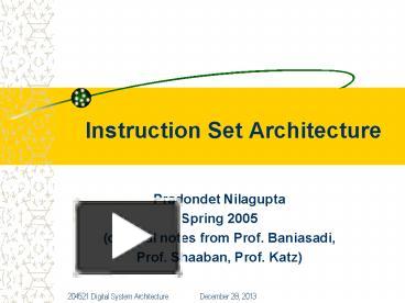 Instruction Set Architecture presentation | free to view