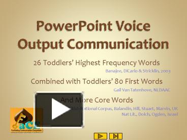 PPT – PowerPoint Voice Output Communication PowerPoint presentation ...
