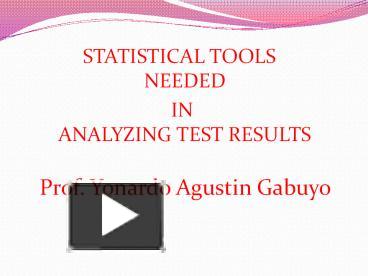 PPT – STATISTICAL TOOLS NEEDED PowerPoint presentation | free to ...