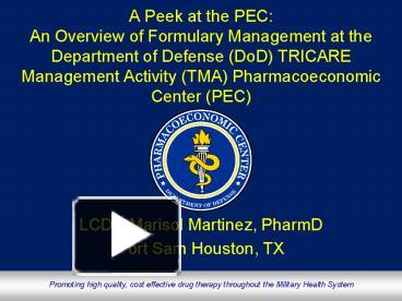A Peek at the PEC: An Overview of Formulary Management at the ...