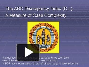 The ABO Discrepancy Index D'I': presentation | free to view