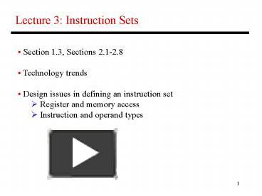 PPT – Lecture 3: Instruction Sets PowerPoint presentation | free to ...