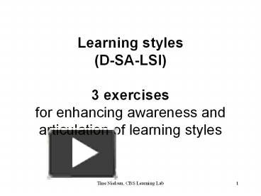 PPT – Learning styles (D-SA-LSI) 3 exercises for enhancing awareness ...