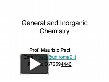 PPT – General and Inorganic Chemistry PowerPoint presentation | free to ...