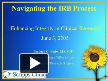 PPT – Navigating the IRB Process PowerPoint presentation | free to view ...