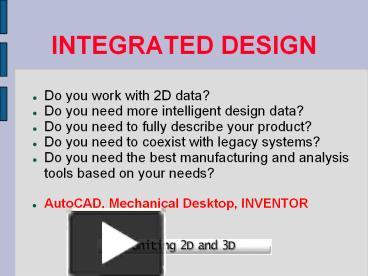 PPT – INTEGRATED DESIGN PowerPoint presentation | free to view - id ...