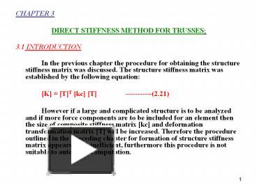 DIRECT STIFFNESS METHOD FOR TRUSSES: presentation | free to download