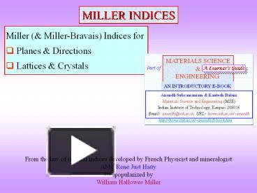 MILLER INDICES presentation | free to download