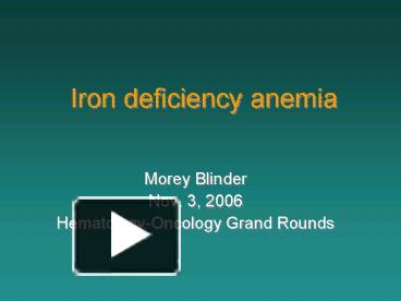 Iron deficiency anemia presentation | free to view
