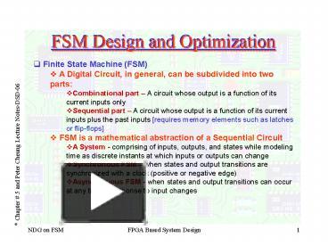PPT – FSM Design and Optimization PowerPoint presentation | free to ...