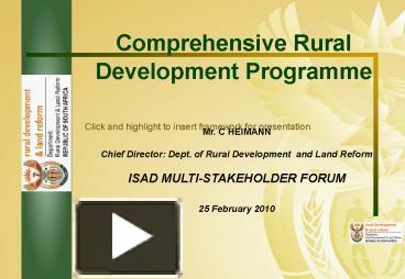 Comprehensive Rural Development Programme presentation | free to view