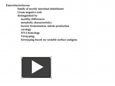 Enterobacteriaceae presentation | free to view