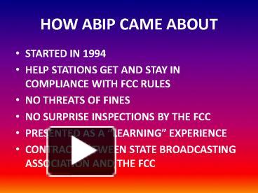 HOW ABIP CAME ABOUT presentation | free to view