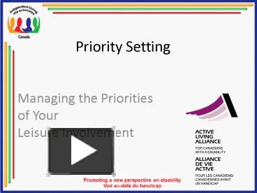 Priority Setting presentation | free to view