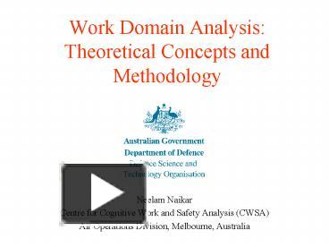 Work Domain Analysis: Theoretical Concepts and Methodology presentation ...