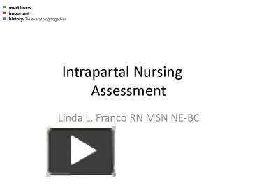 Intrapartal Nursing Assessment presentation | free to view