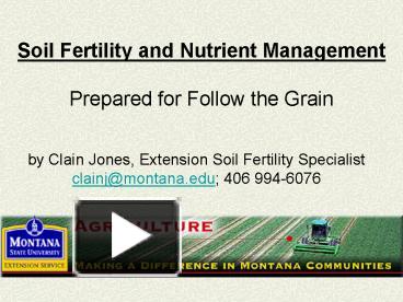 Soil Fertility and Nutrient Management presentation | free to view