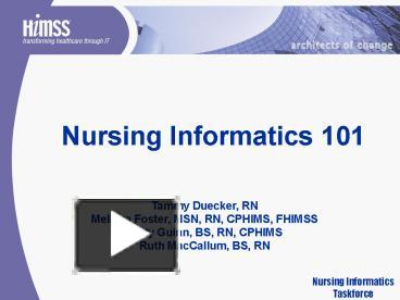 Nursing Informatics 101 presentation | free to view