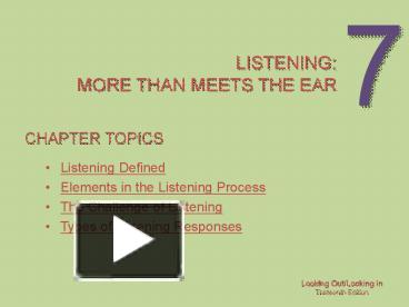 PPT – Listening: more than meets the ear PowerPoint presentation | free ...