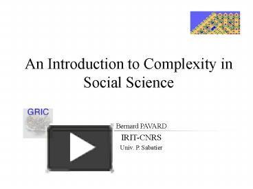 An Introduction to Complexity in Social Science presentation | free to view