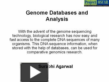 PPT – Genome Databases and Analysis PowerPoint presentation | free to ...