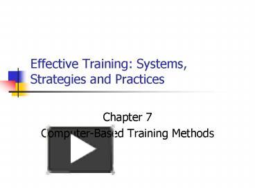 PPT – Effective Training: Systems, Strategies and Practices PowerPoint ...