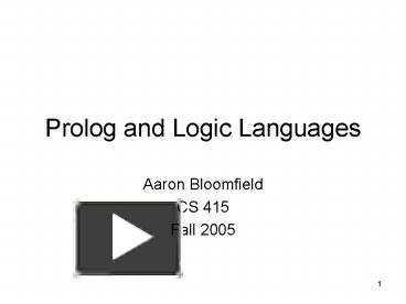 Prolog and Logic Languages presentation | free to download