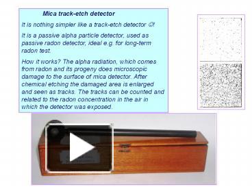 Mica track-etch detector presentation | free to view