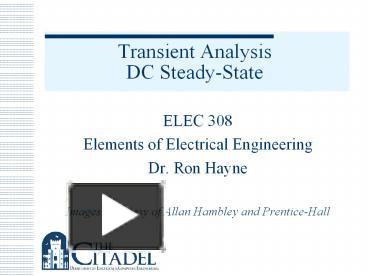 PPT – Transient Analysis DC Steady-State PowerPoint presentation | free ...