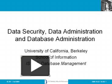PPT – Data Security, Data Administration and Database Administration ...