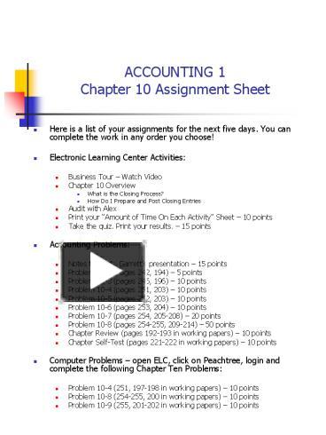 PPT – ACCOUNTING 1 Chapter 10 Assignment Sheet PowerPoint presentation ...