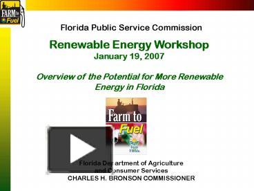Florida Department of Agriculture presentation | free to view