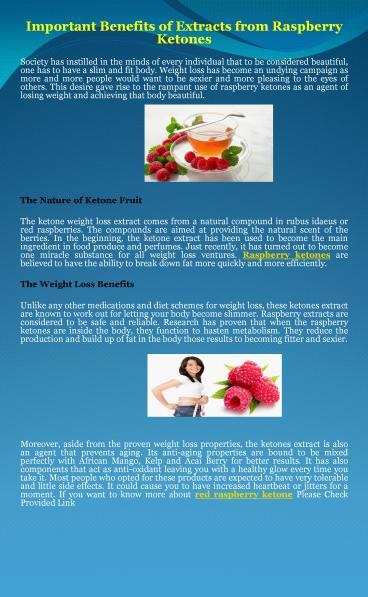 PPT – Important Benefits of Extracts from Raspberry Ketones PowerPoint ...