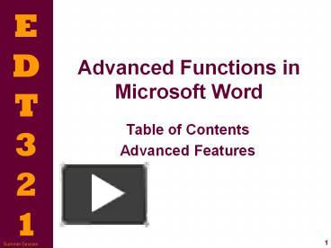Advanced Functions in Microsoft Word presentation | free to download